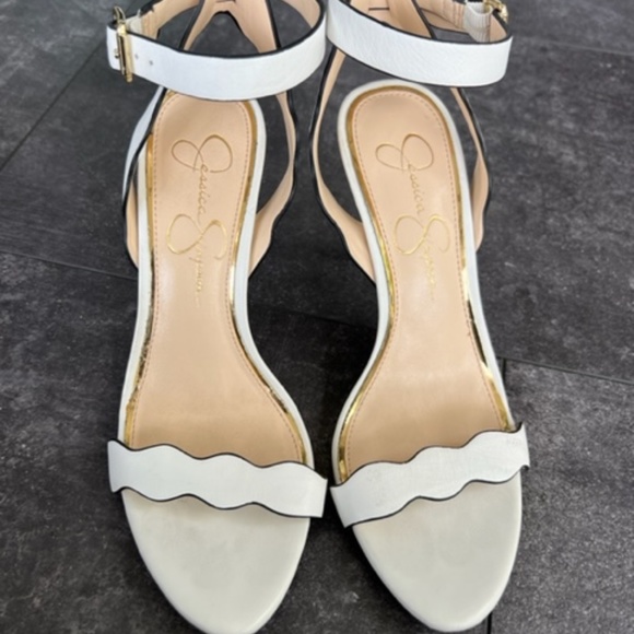 Jessica Simpson | Shoes | Jessica Simpson White Sandal Heels Size 7 ...